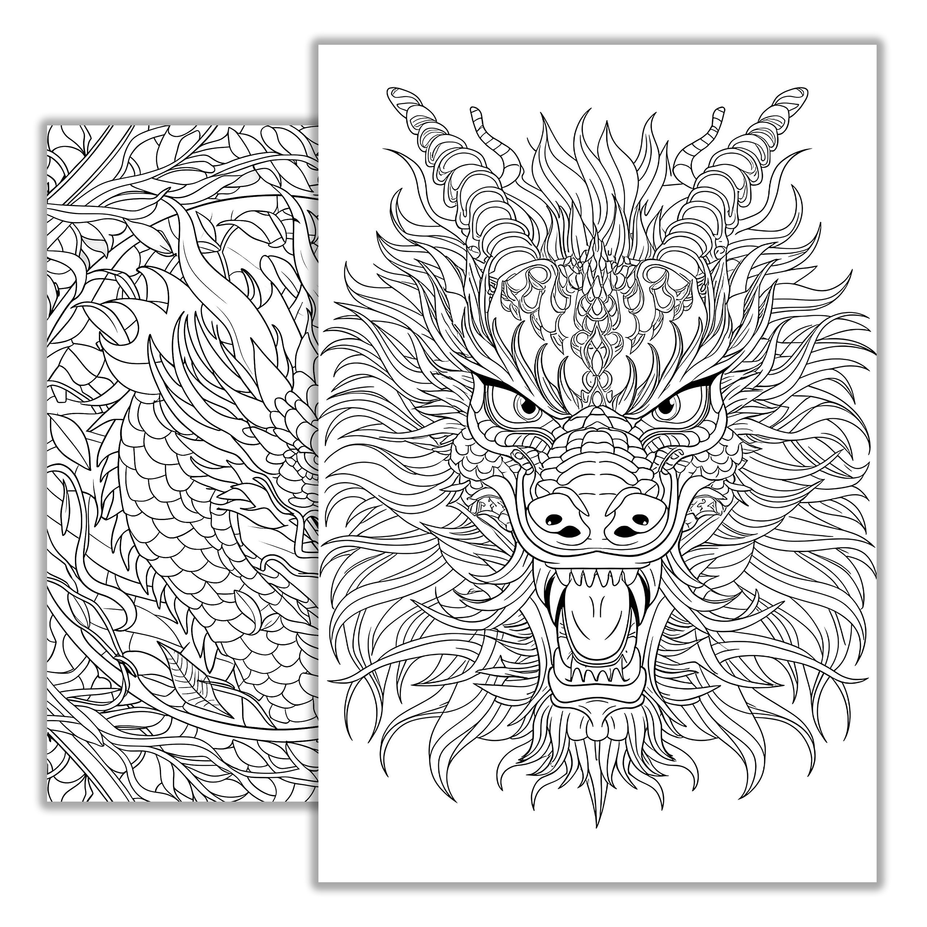 Dragon Coloring Page | Printable Fantasy Art for Kids & Adults - Etsy
