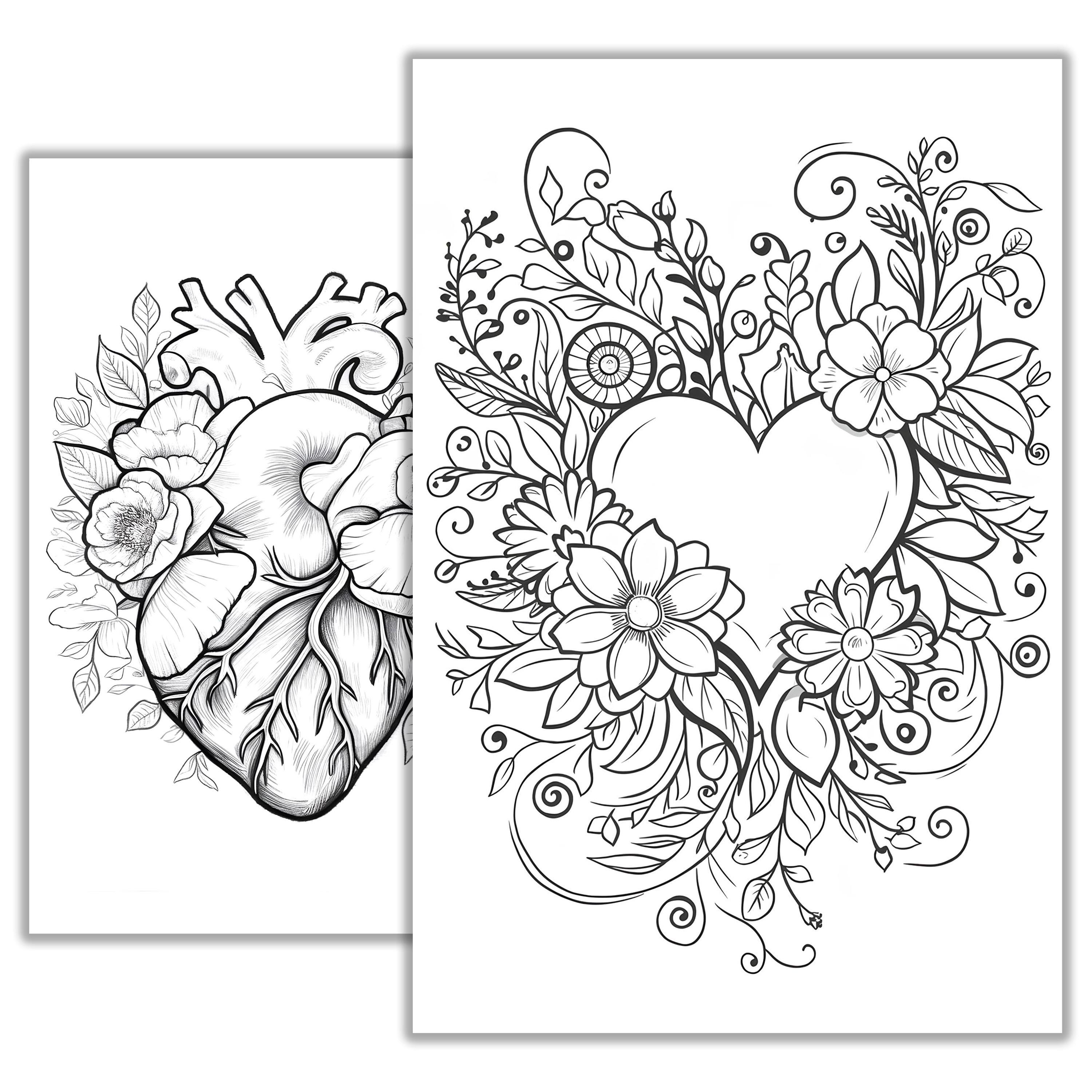 Heart Coloring Page | Printable Heart Design for Relaxing and Creative ...