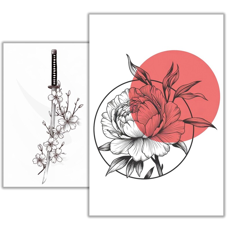 Japan-inspired Tattoo Sketch - Traditional Japanese Tattoo Design - Etsy