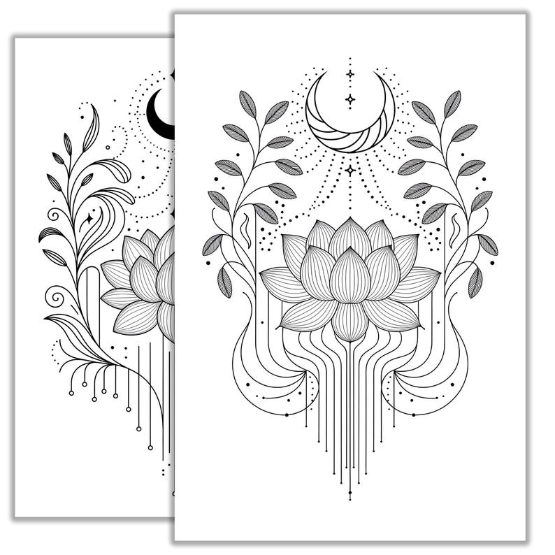 Lotus Tattoo Sketch – Minimalist Floral Line Art Tattoo Design ...