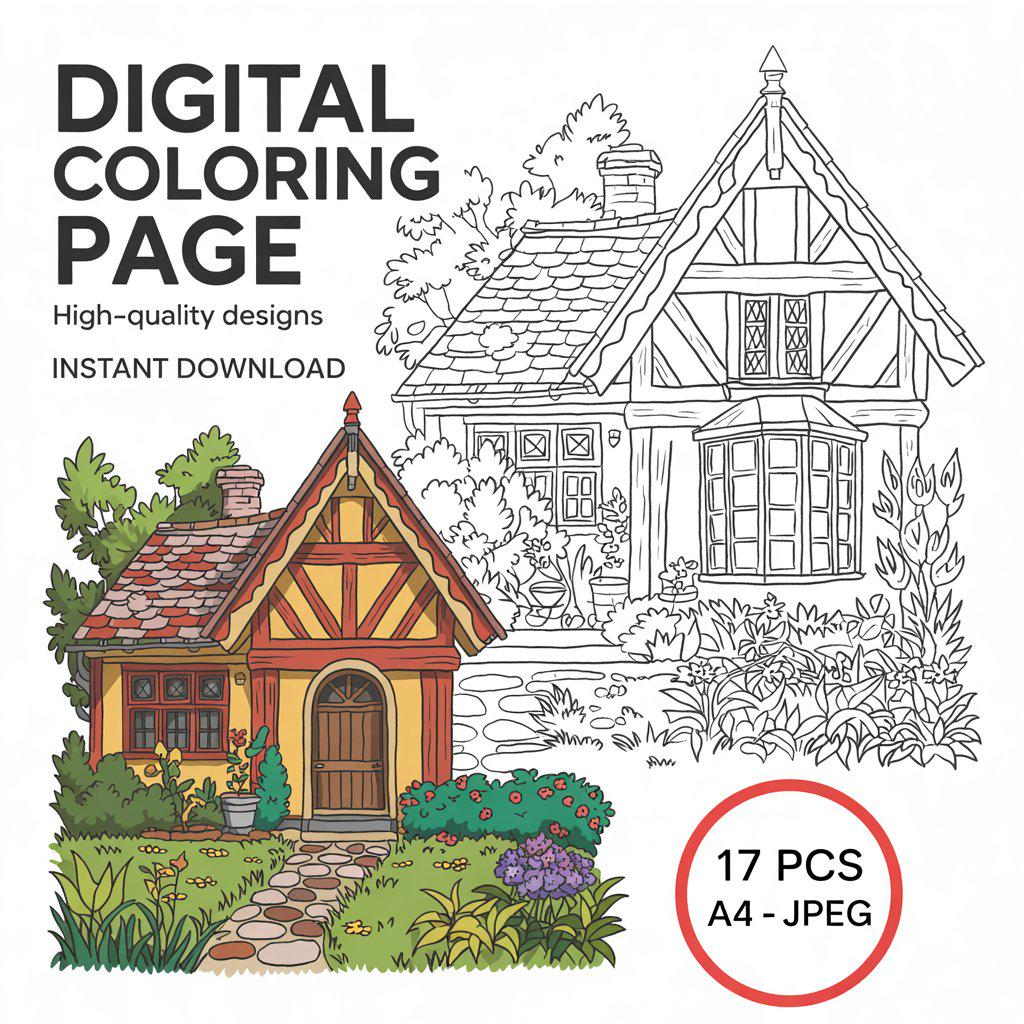 Country Cottage Coloring Page [2025]
