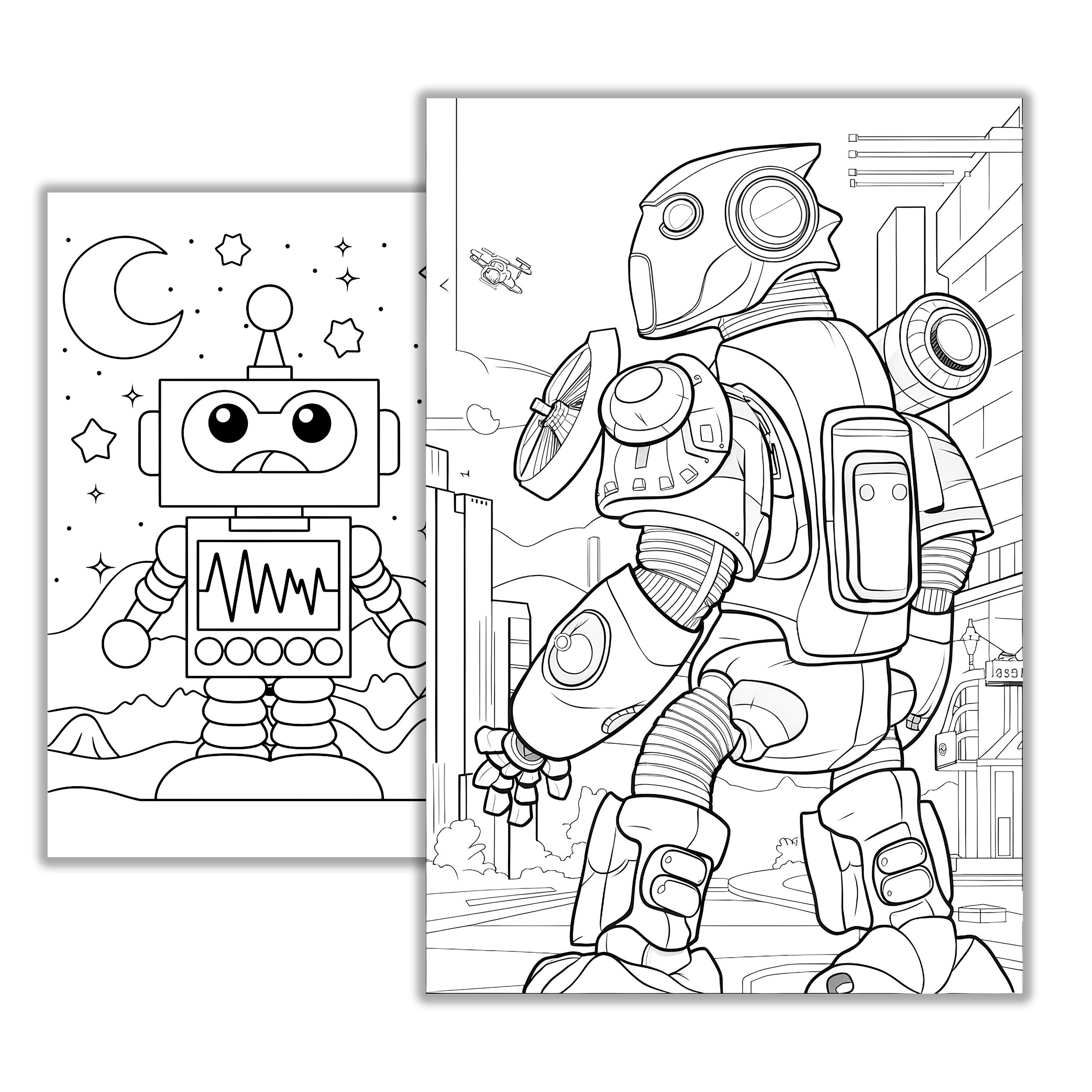 Robots Coloring Page | Printable Sci-fi Fun for Kids & Adults - Etsy