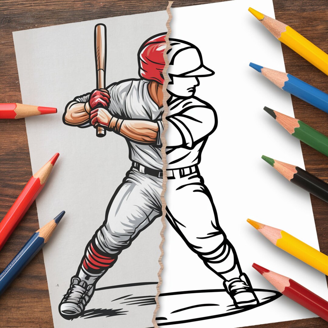 Baseball Coloring Pages for Kids and Adults Printable Sports Activity ...