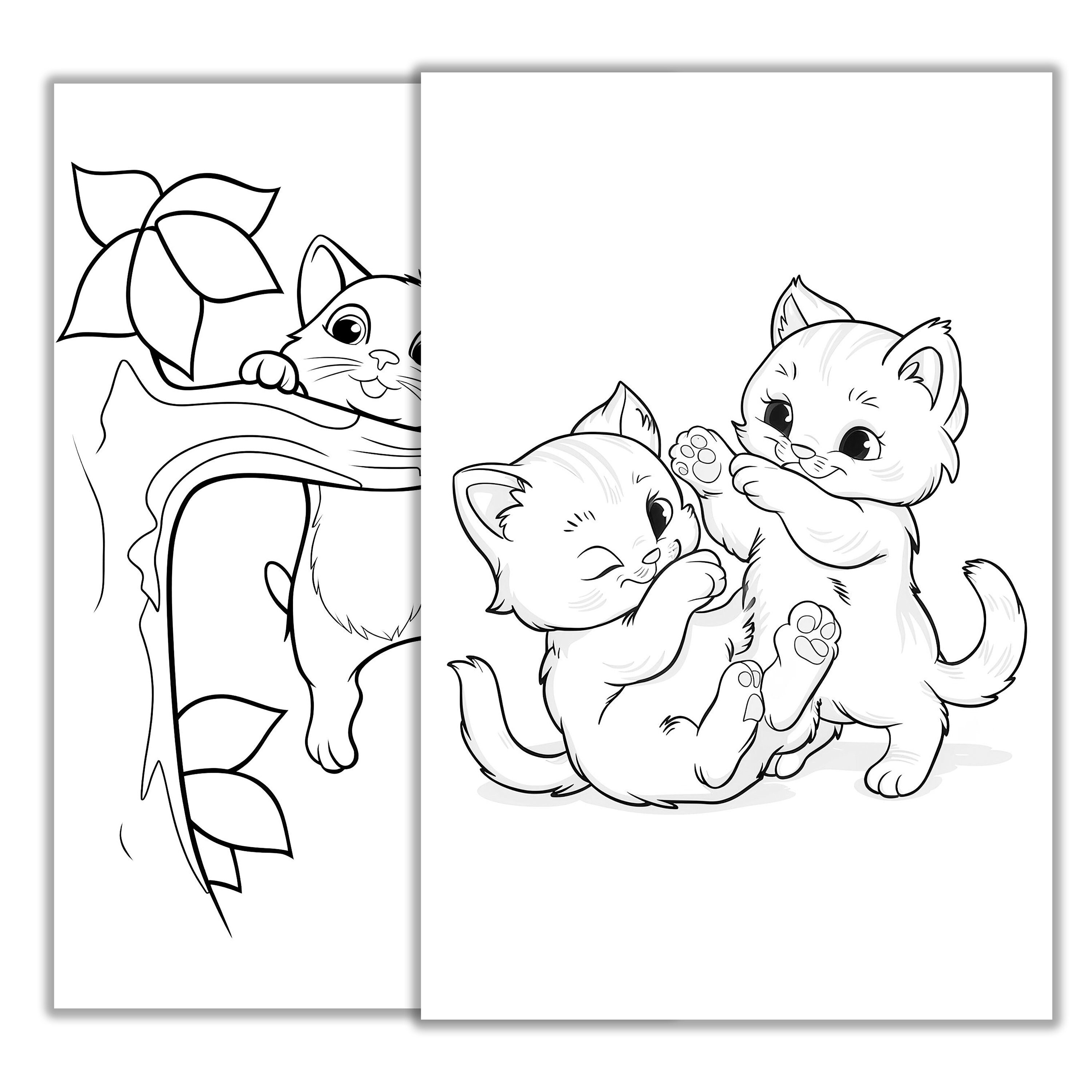Kitten Coloring Page | Adorable Printable Cat Art for Kids & Adults ...
