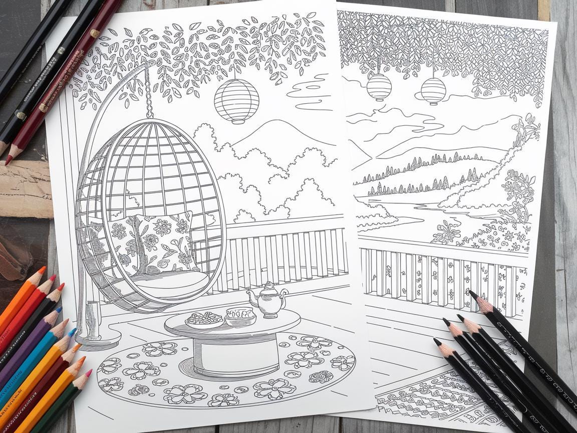 Cozy Place Coloring Page | Printable Relaxation Art for Kids & Adults ...
