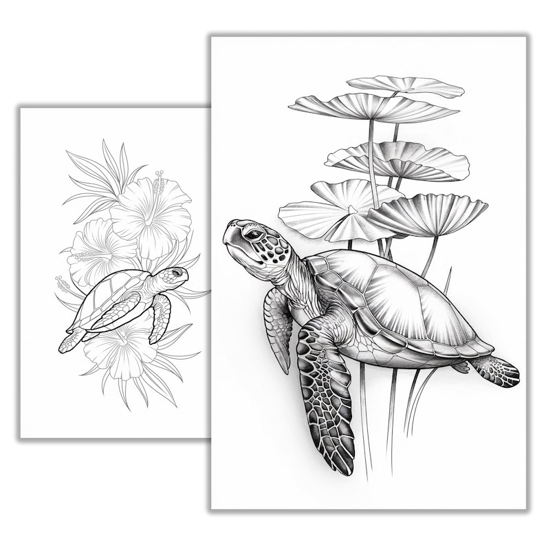 Turtle Sketch Tattoo Design - Unique and Detailed Turtle Tattoo Art - Etsy