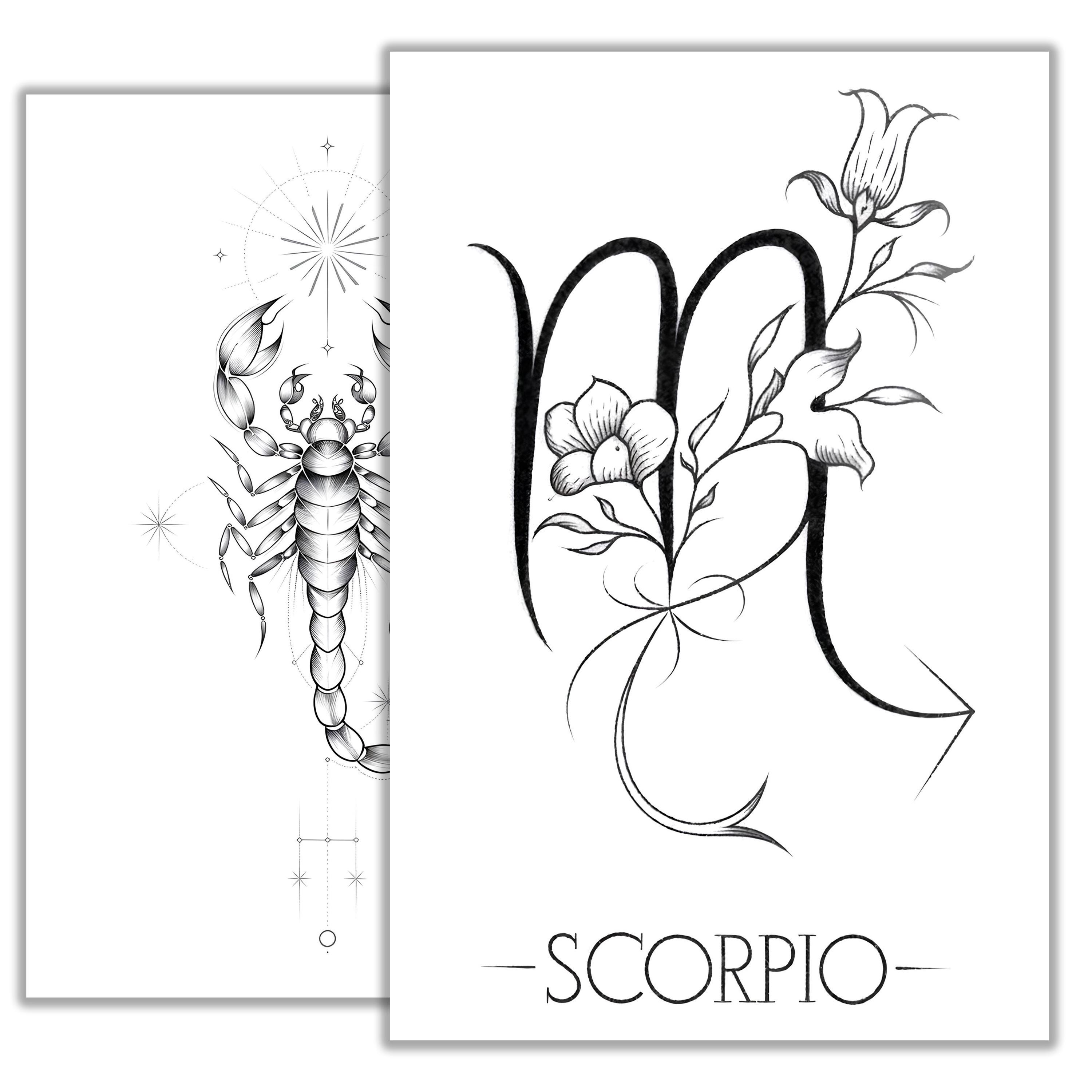 Scorpio Zodiac Sign Tattoo Sketch | Astrological Tattoo Design ...