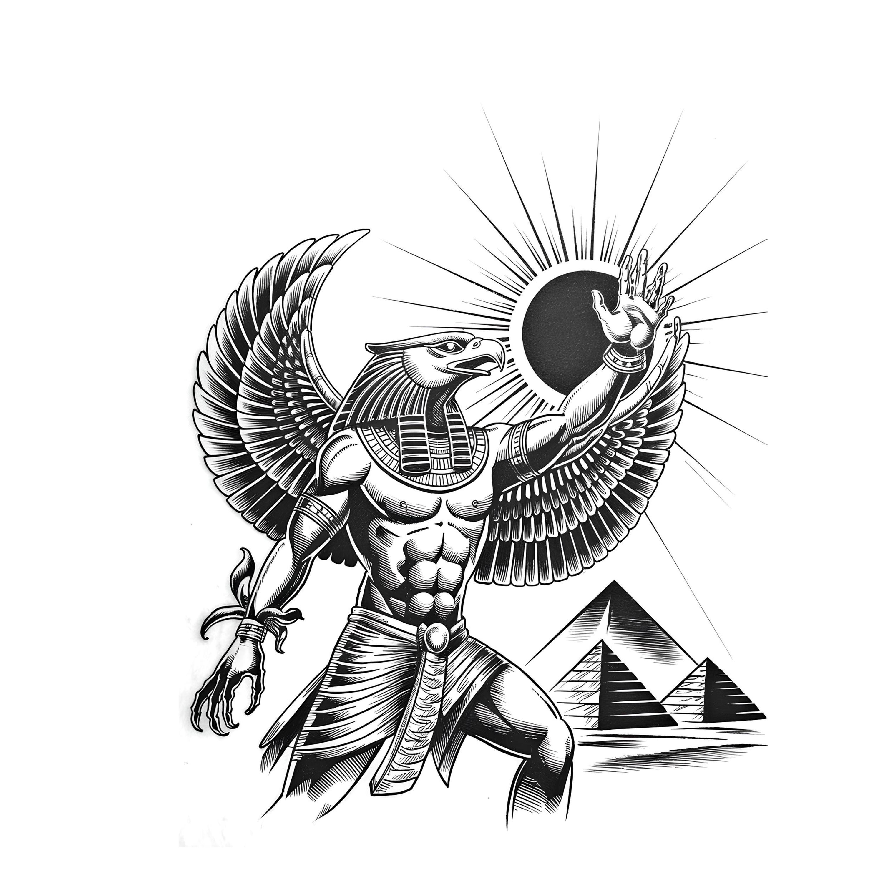 Ra God of Egypt Tattoo Sketch – Powerful and Symbolic Custom Ink Design ...