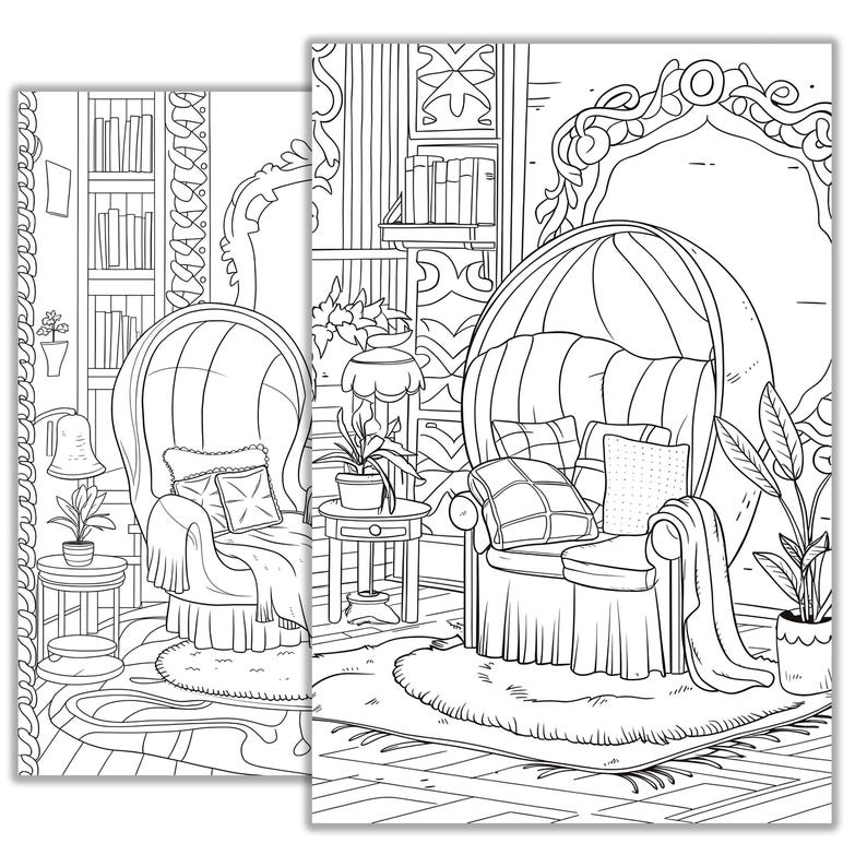 Cozy Place Coloring Page | Printable Relaxation Art for Kids & Adults ...