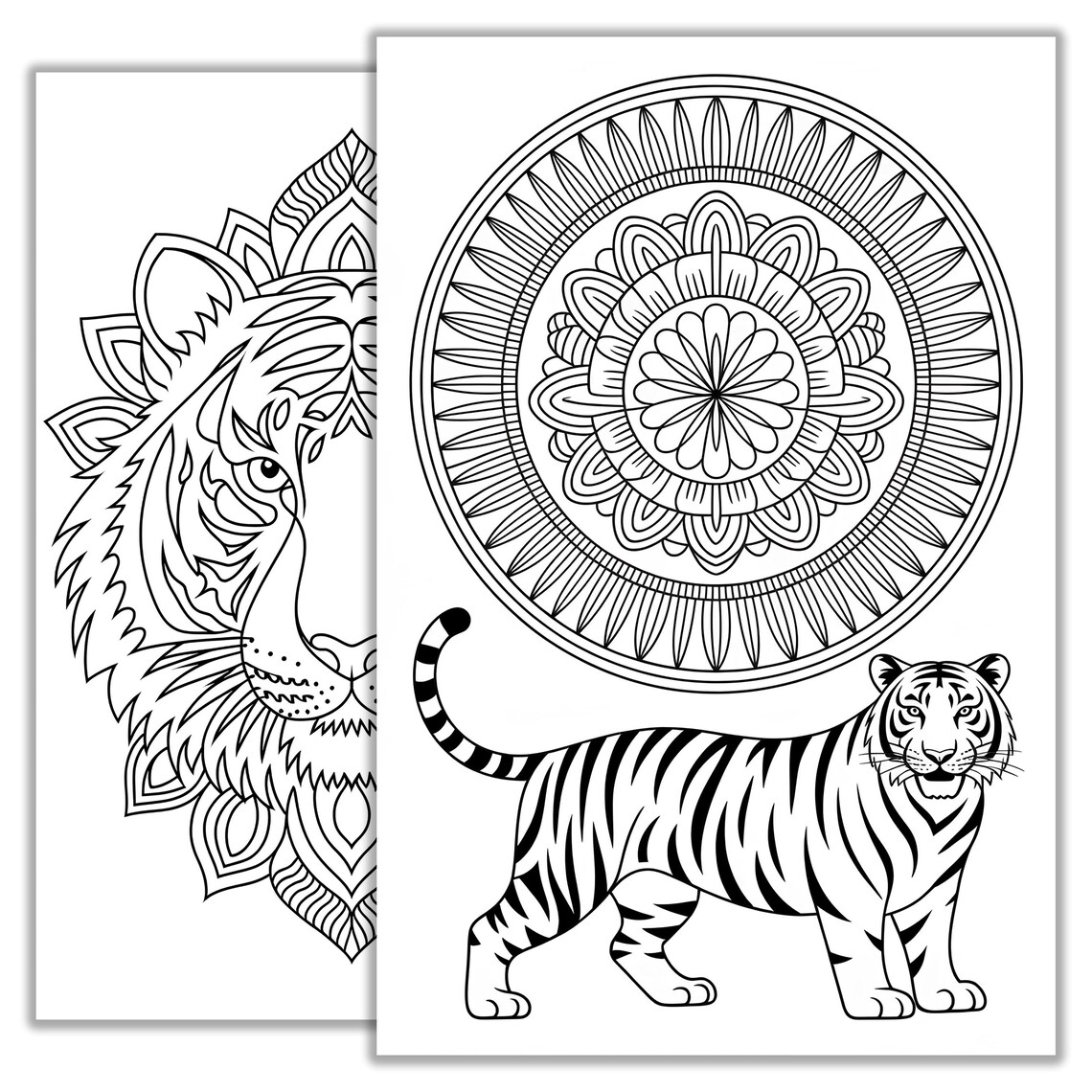 Tiger Mandala Coloring Pages | Intricate Printable Animal Designs for ...