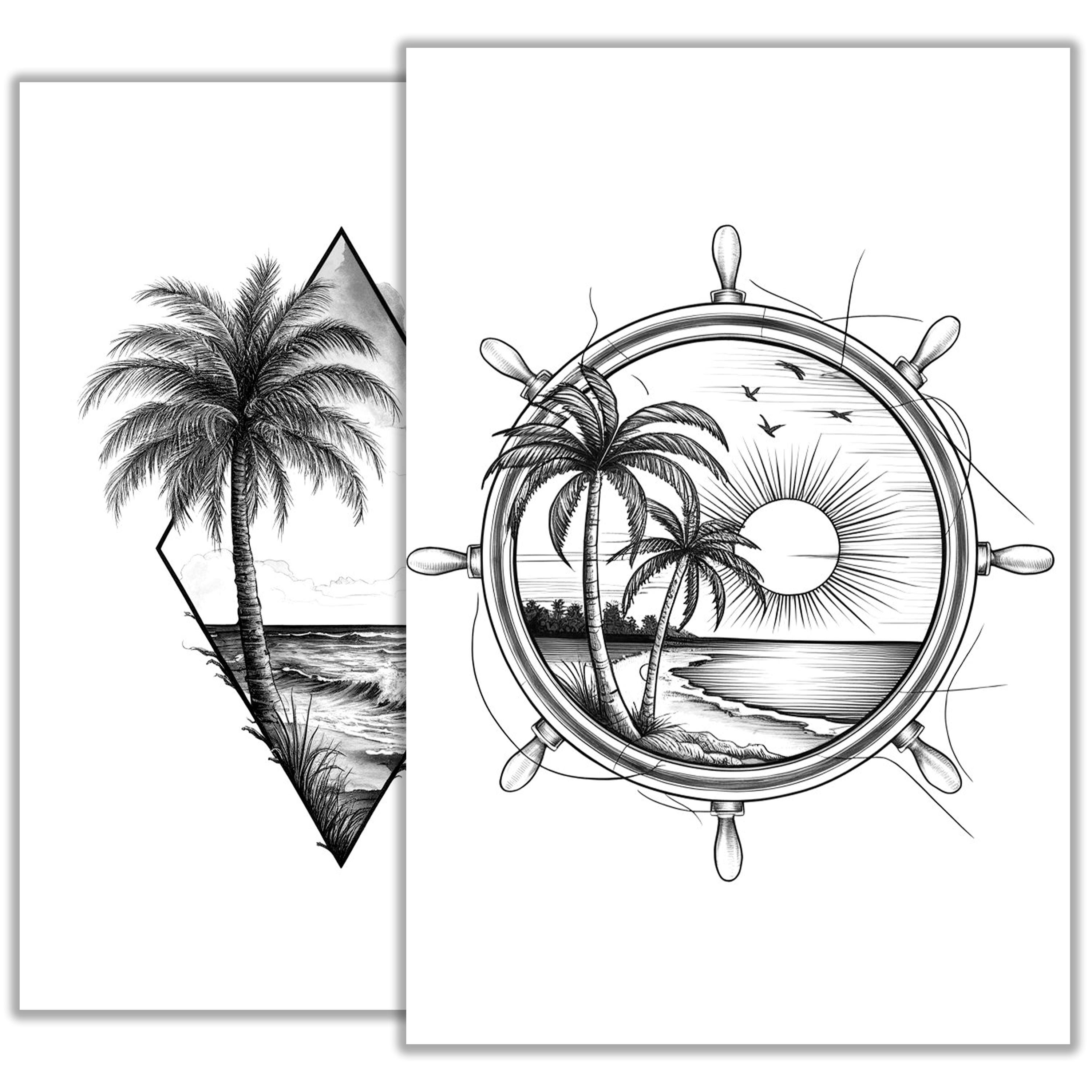 Palm Tree Tattoo Sketch - Island Design for Travel & Nature Lovers ...