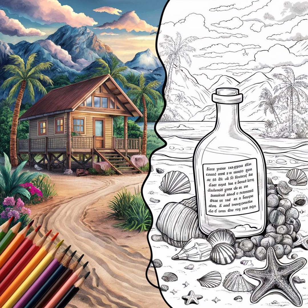 Beach Coloring Pages for Kids Adults – Printable Ocean & Summer Scene ...