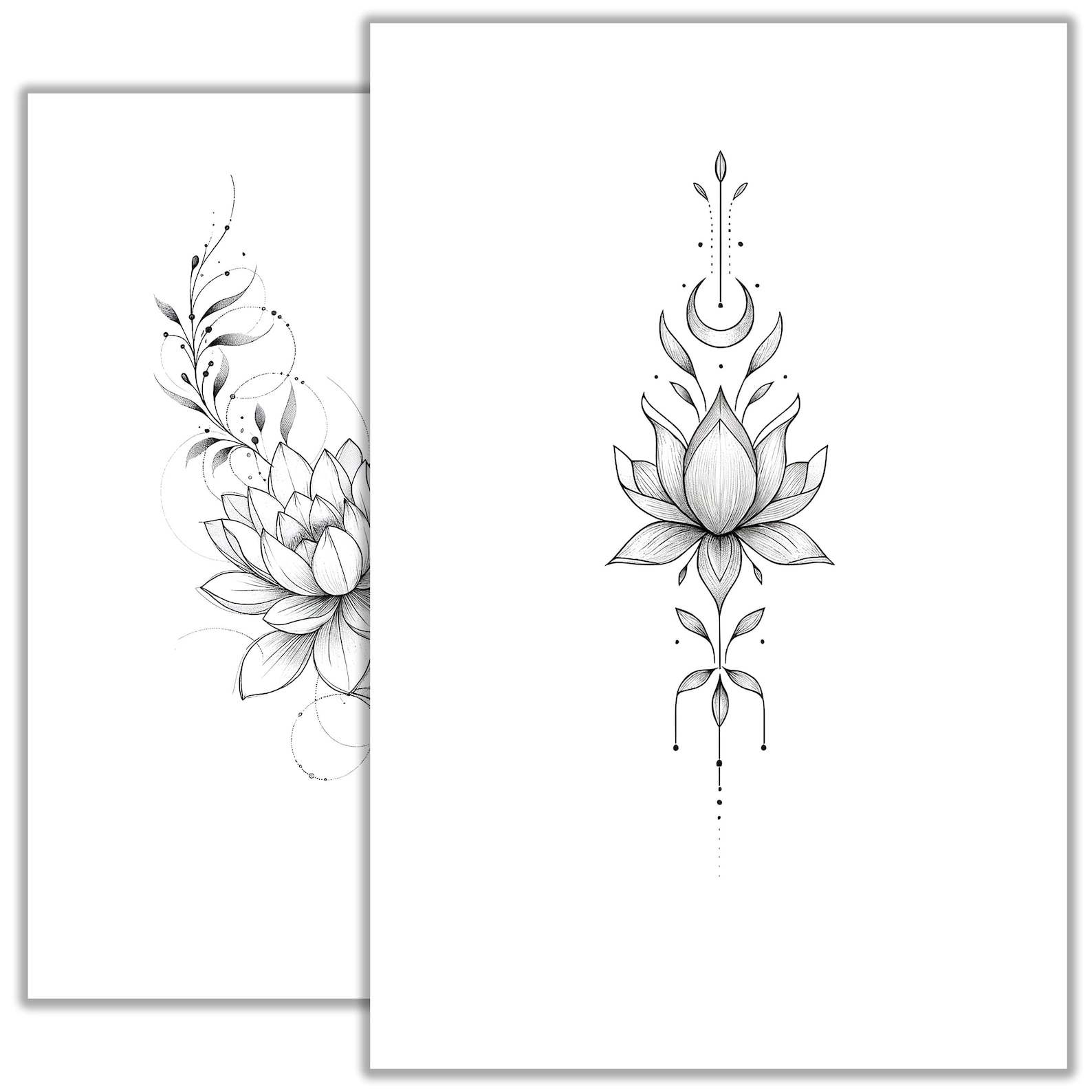 Lotus Tattoo Sketch – Minimalist Floral Line Art Tattoo Design ...
