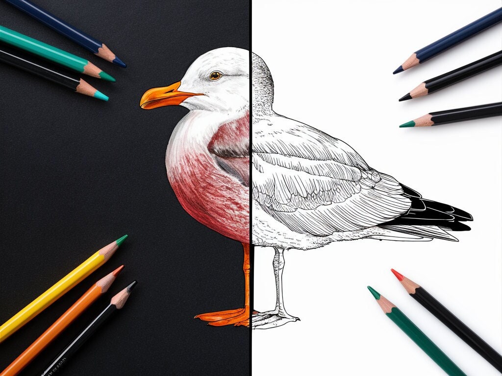 Gull Coloring Page Printable Coastal Art for Kids & Adults - Etsy