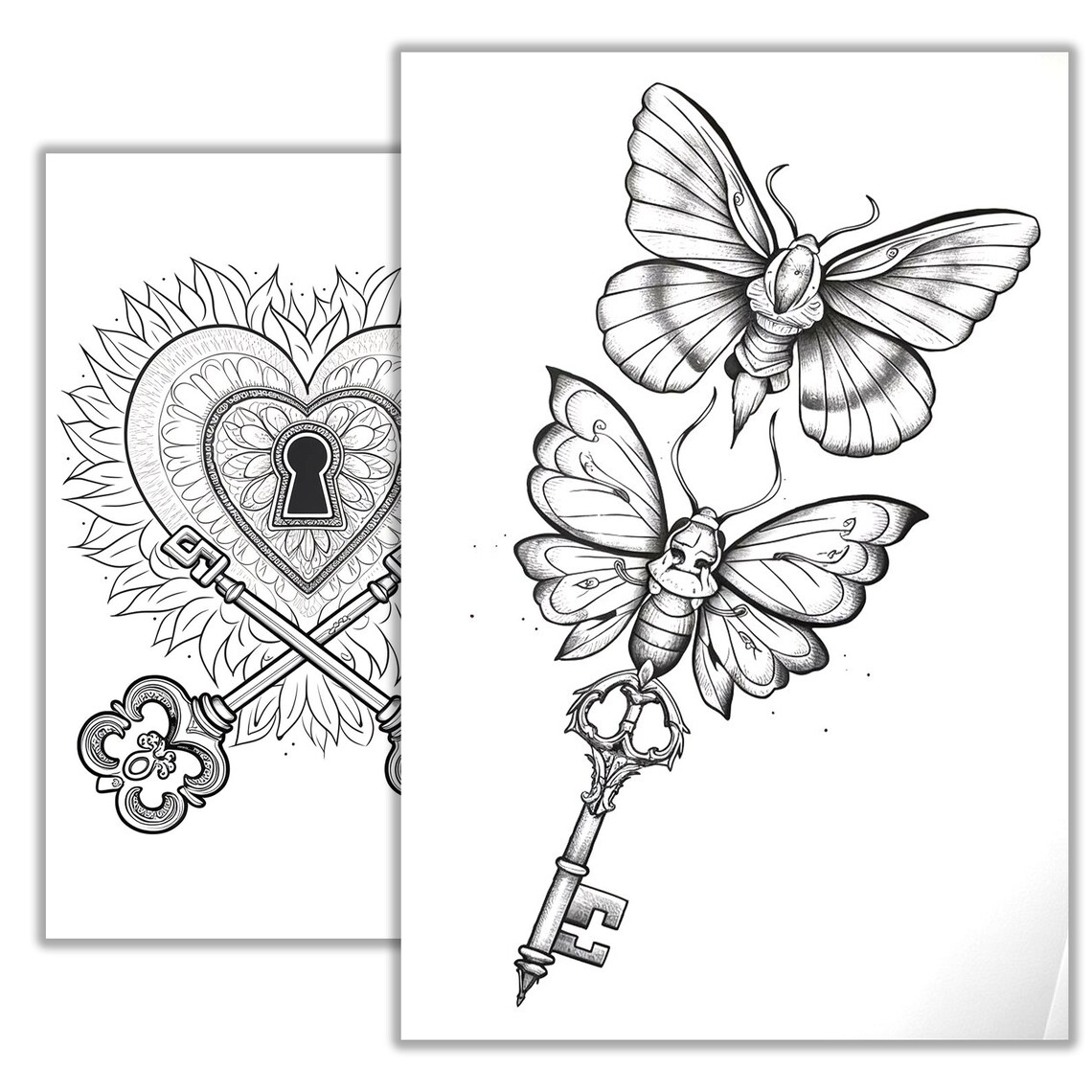Key Tattoo Sketch | Intricate and Symbolic Design for Tattoo Artists ...