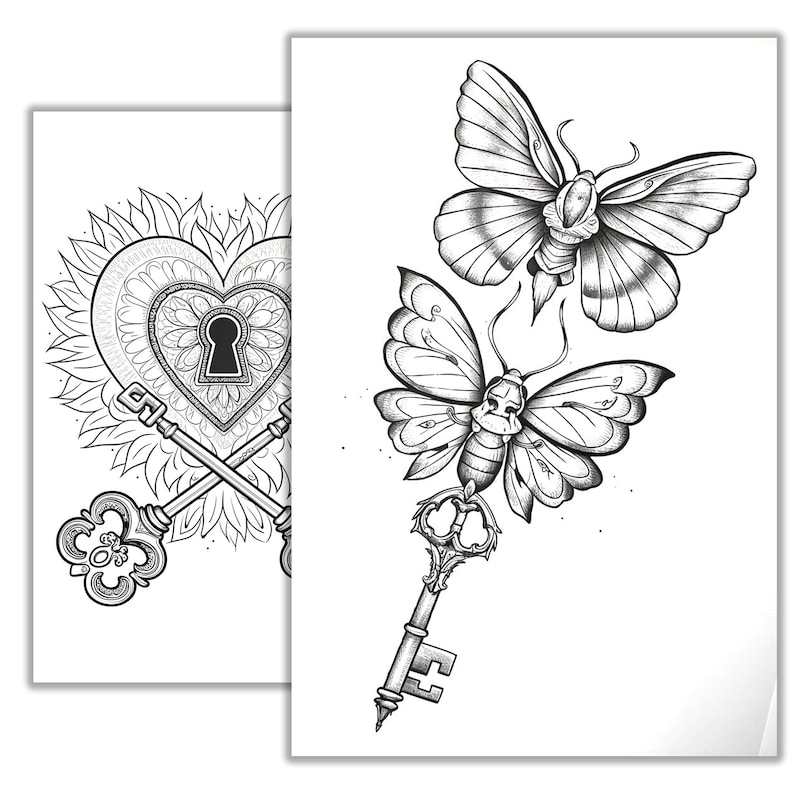 Key Tattoo Sketch | Intricate and Symbolic Design for Tattoo Artists ...