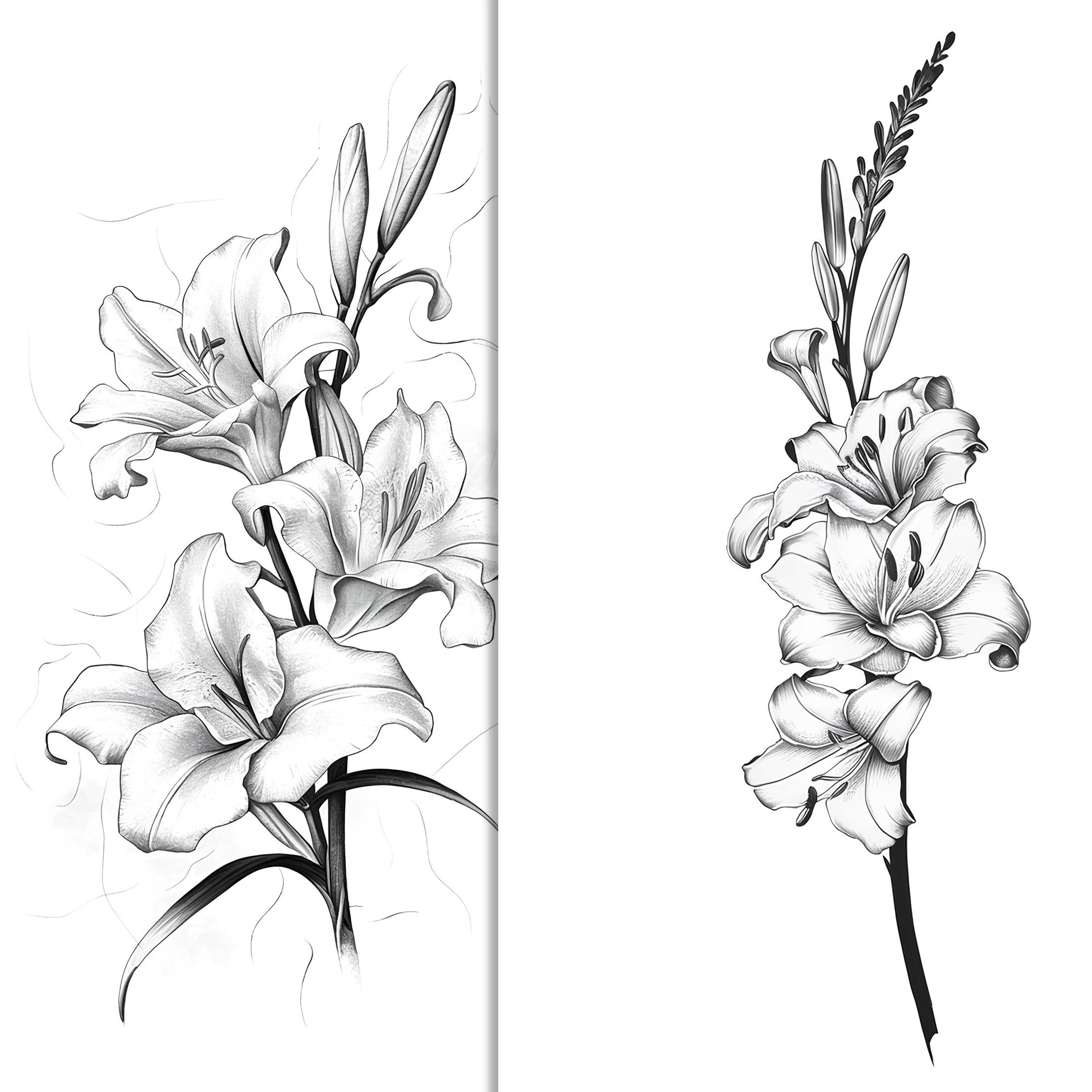 Gladiolus Tattoo Sketch | Elegant & Floral Tattoo Design | Digital ...
