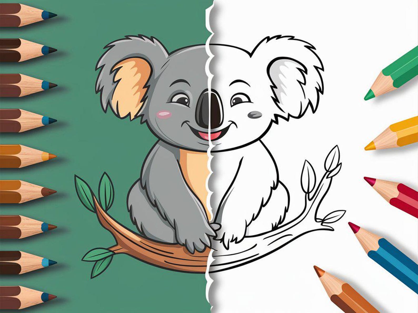 Cute Koala Coloring Page Printable Animal Coloring for Kids and Adults ...
