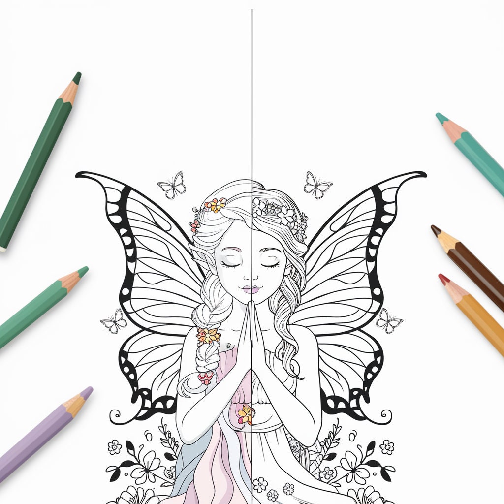 Butterfly Girl Coloring Page. Coloring Pages for Adults. Coloring Pages ...