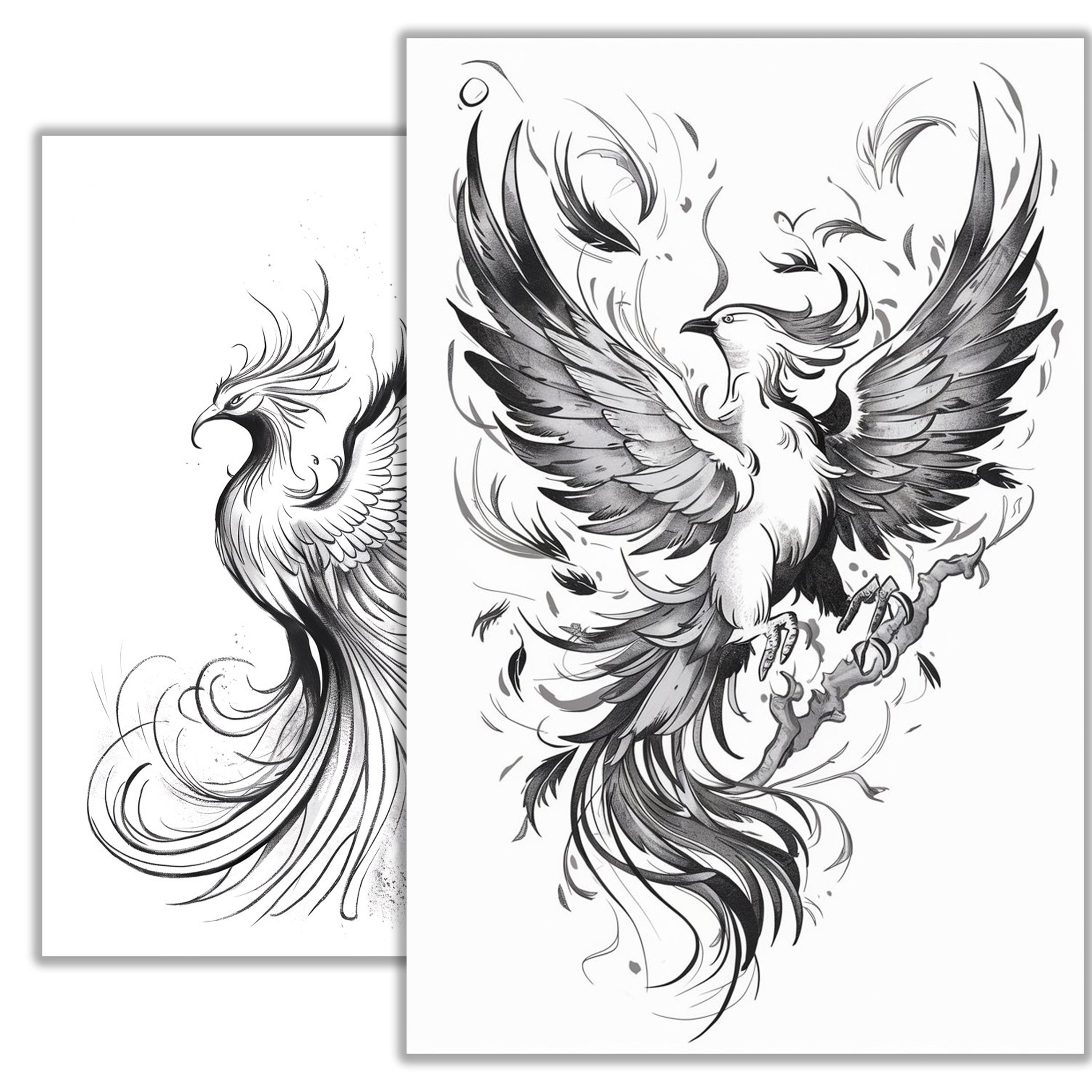 Phoenix Tattoo Sketch | Symbol of Rebirth and Strength | Detailed ...