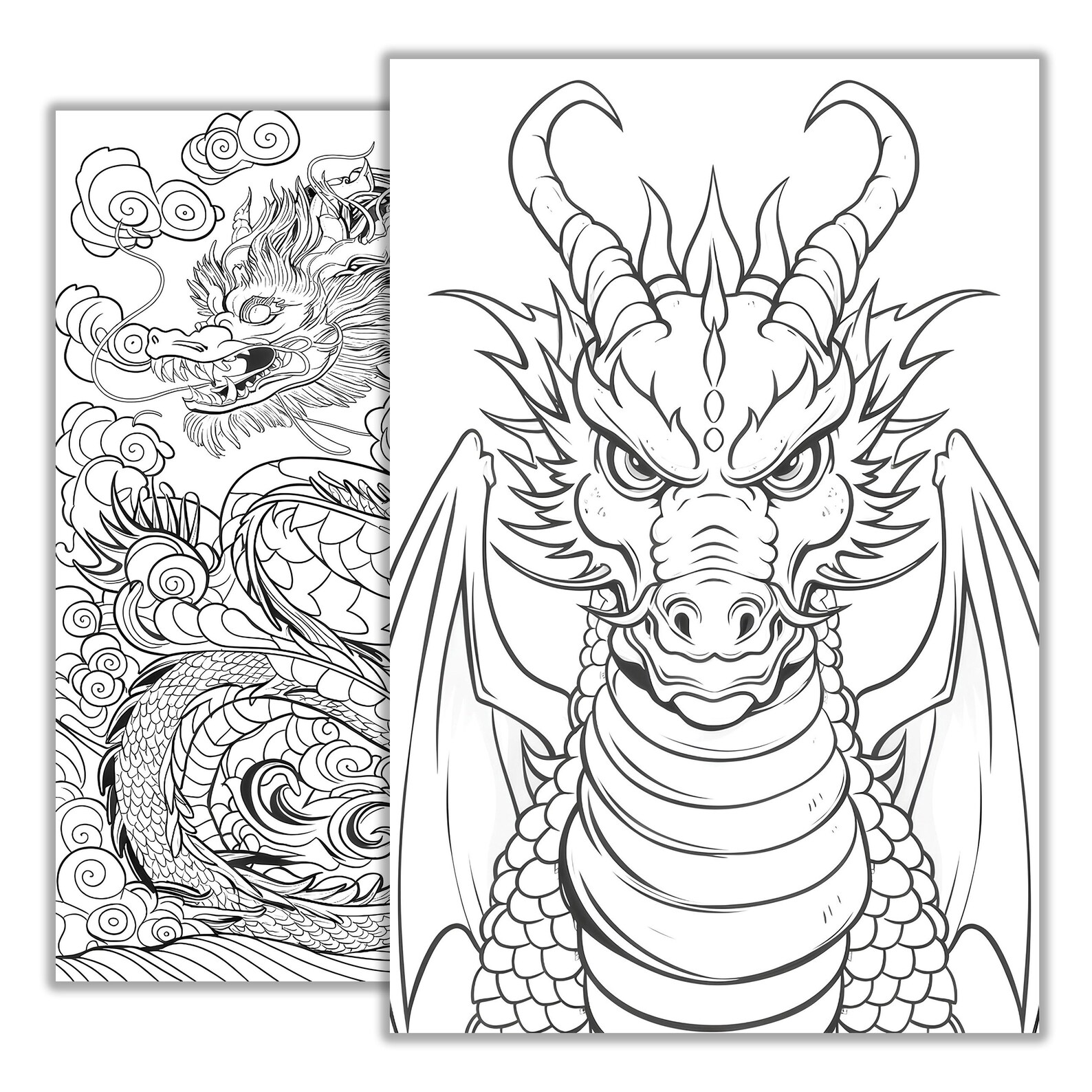 Dragon Coloring Page | Printable Fantasy Art for Kids & Adults - Etsy