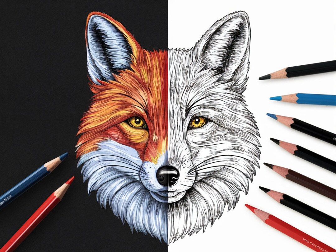 Fox Coloring Page Printable Woodland Art for Kids & Adults - Etsy