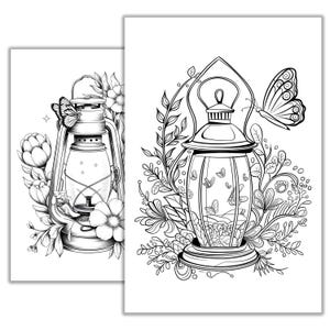 Lantern With Flowers Coloring Page – Printable Floral & Decorative Art ...