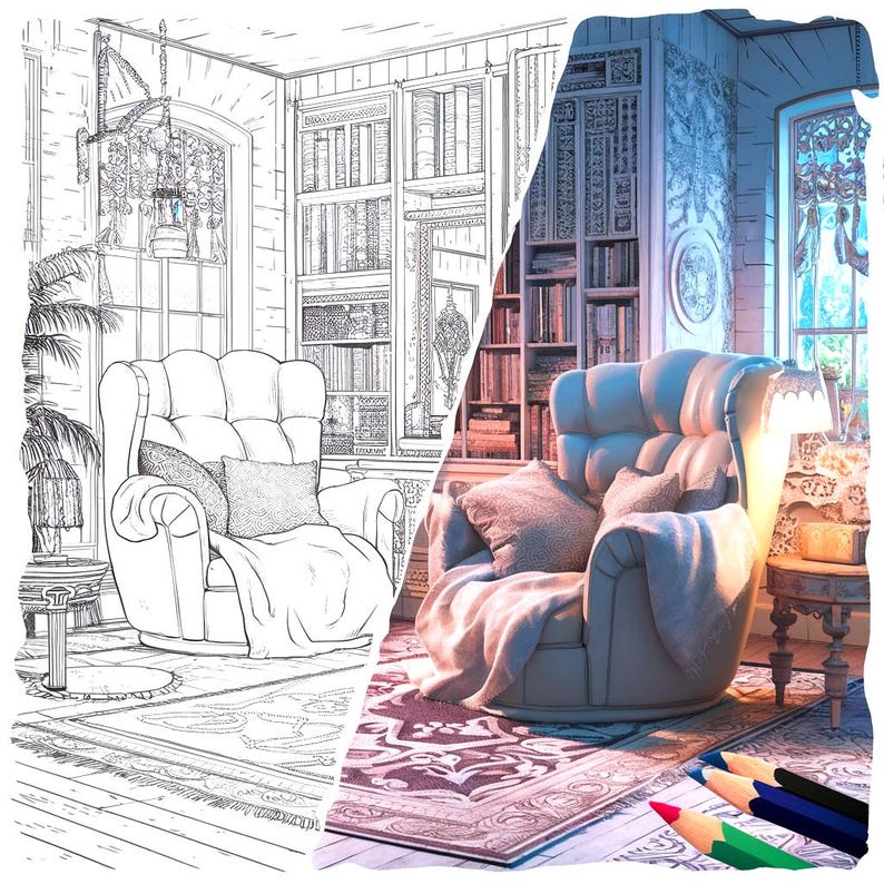 Cozy Place Coloring Page | Printable Relaxation Art for Kids & Adults ...