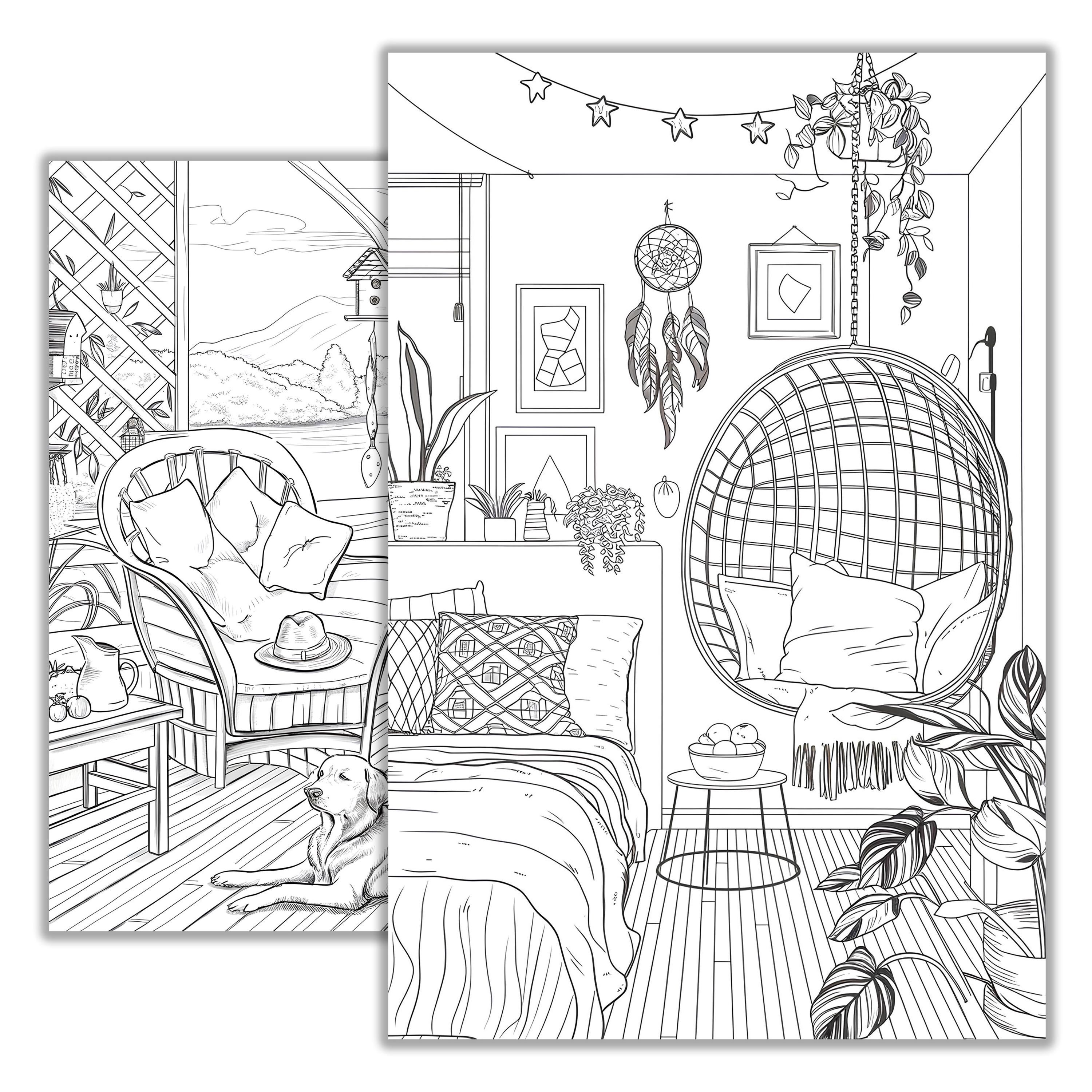 Cozy Place Coloring Page | Printable Relaxation Art for Kids & Adults ...
