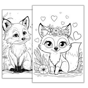 Fox Coloring Page Printable Woodland Art for Kids & Adults - Etsy