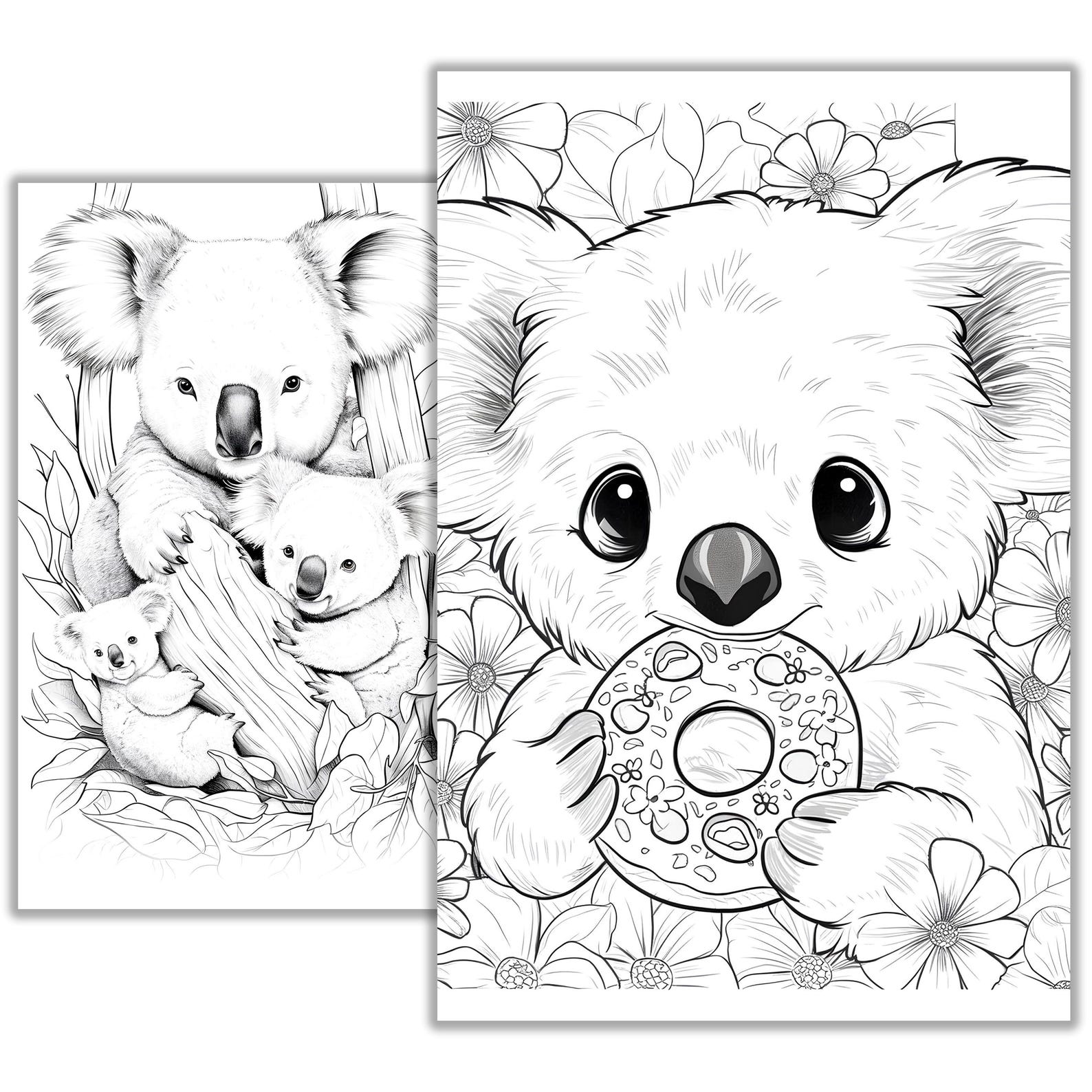 Cute Koala Coloring Page Printable Animal Coloring for Kids and Adults ...