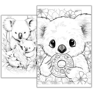 Cute Koala Coloring Page Printable Animal Coloring for Kids and Adults ...