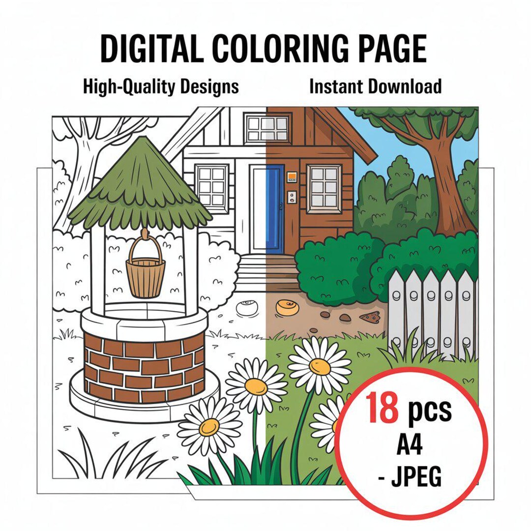 Garden Coloring Page – Beautiful Printable Nature Coloring Sheet for ...