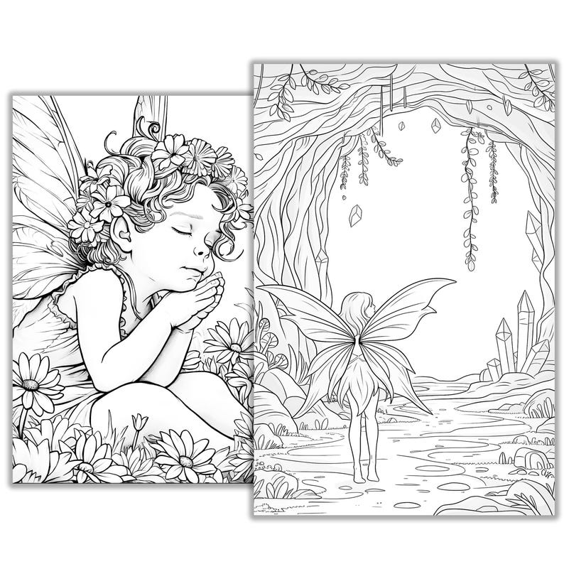 Cute Fairy Coloring Page Magical Fairy Printable for Kids & Adults - Etsy