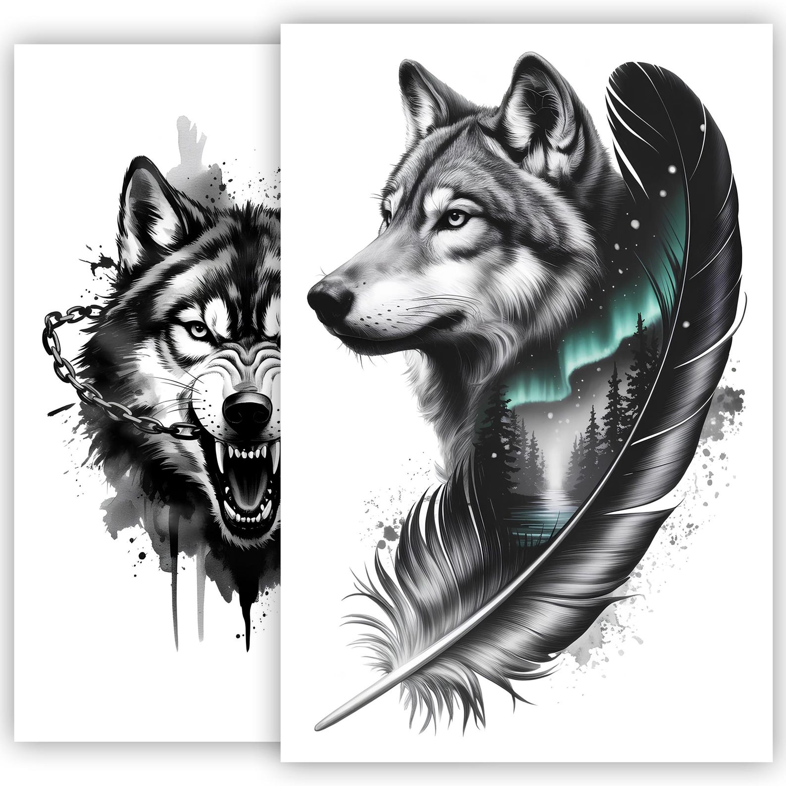 Wolf Tattoo Sketch 2 – Lone Wolf Fine Line Design, Nature & Wildlife ...