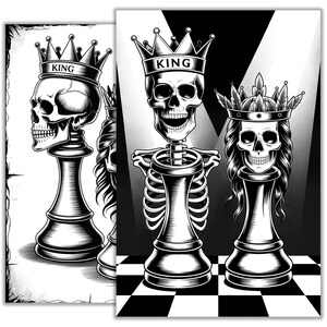 Gothic Chess Tattoo Sketch – Dark Art Linework, Chess Piece Flash ...