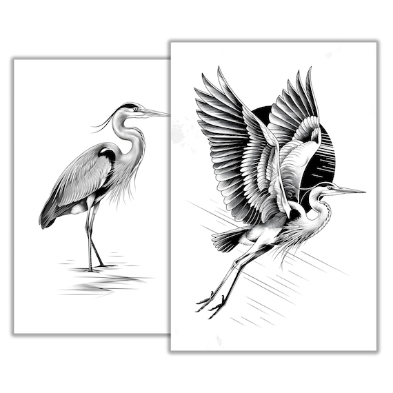 Blue Heron Tribal Tattoo