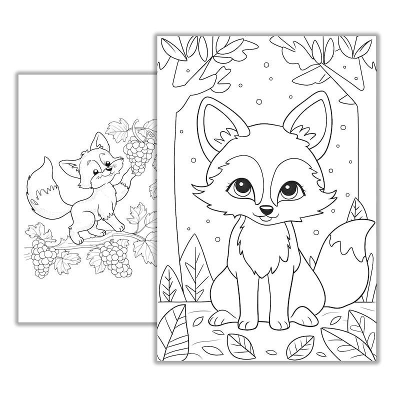 Fox Coloring Page – Cute Printable Woodland Animal Coloring Sheet for ...