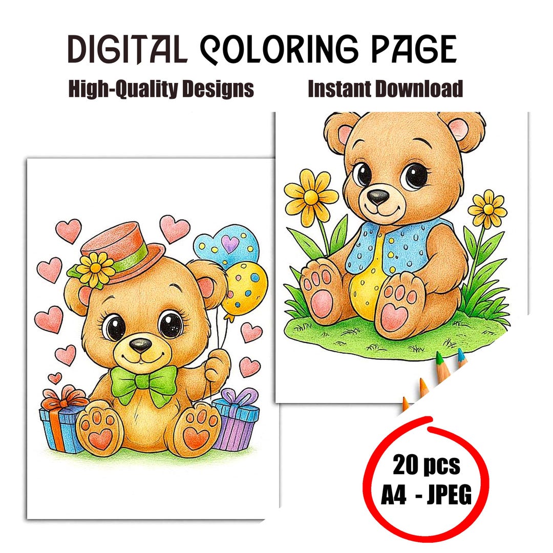 Teddy Bear Coloring Pages – Cute Printable Bear Designs for Kids ...