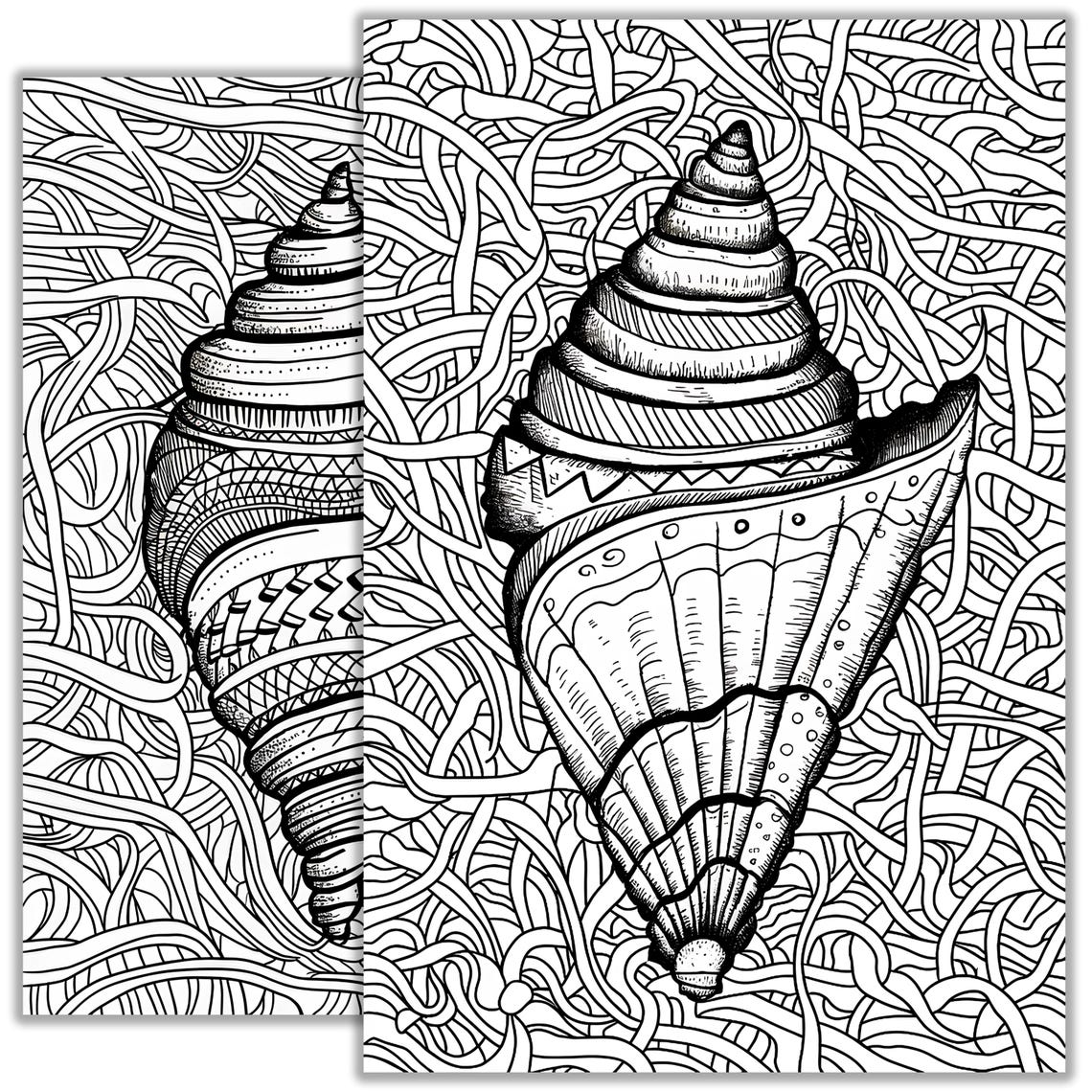 Seashells Coloring Page – Intricate Ocean-inspired Printable Art ...