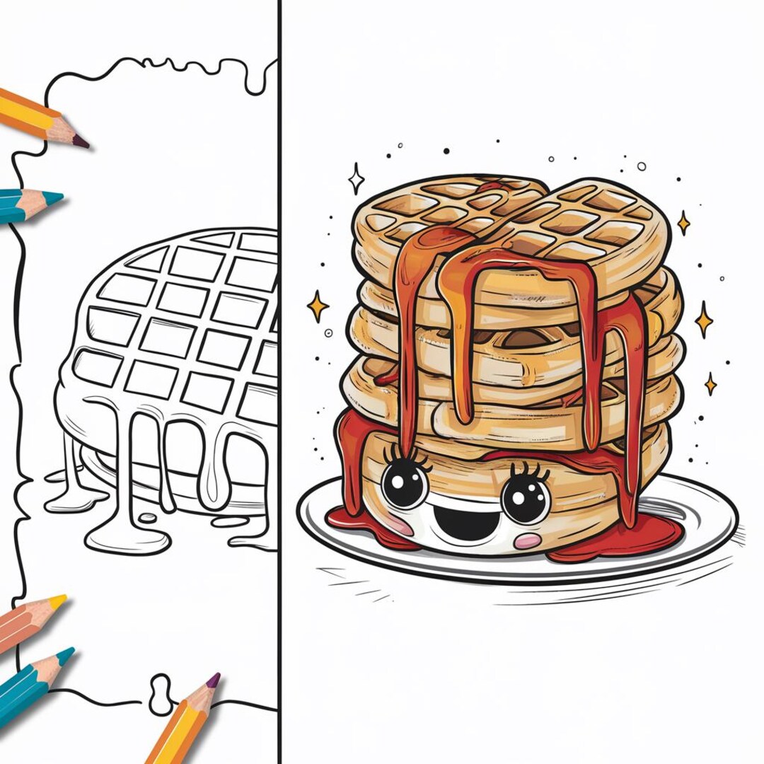 Waffles Coloring Page - Fun and Delicious Food-themed Printable for ...