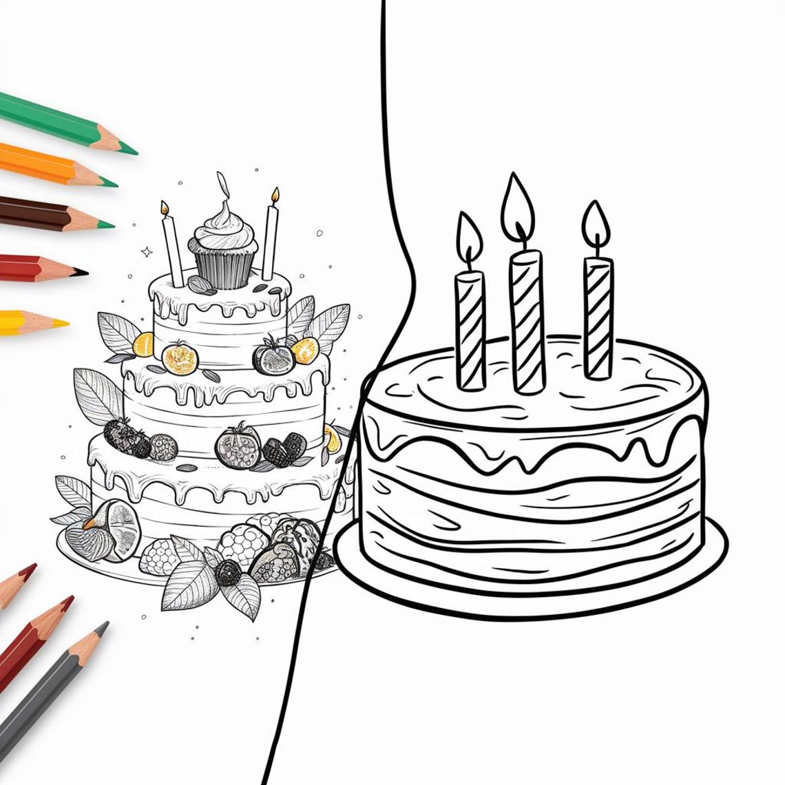 Cakes Coloring Page. Coloring Pages for Adults. Coloring Pages for ...