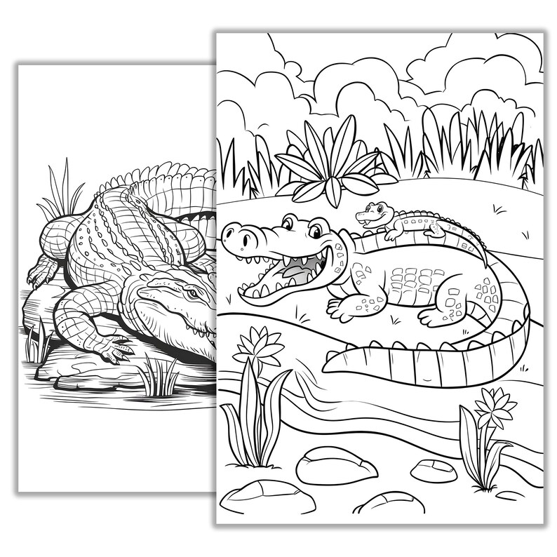 Crocodile Coloring Page Fun and Detailed Design for All Ages - Etsy