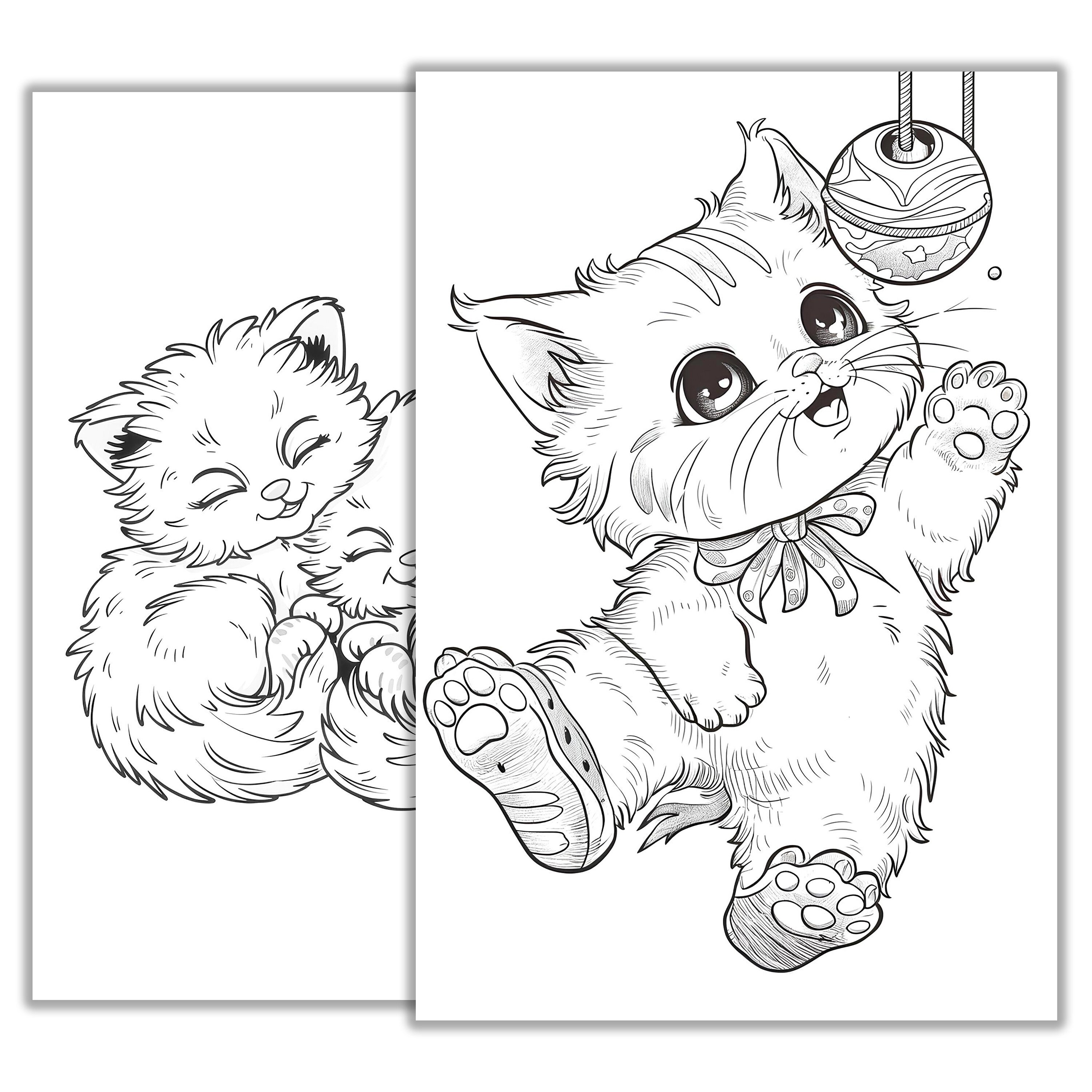 Kitten Coloring Page | Adorable Printable Cat Art for Kids & Adults ...