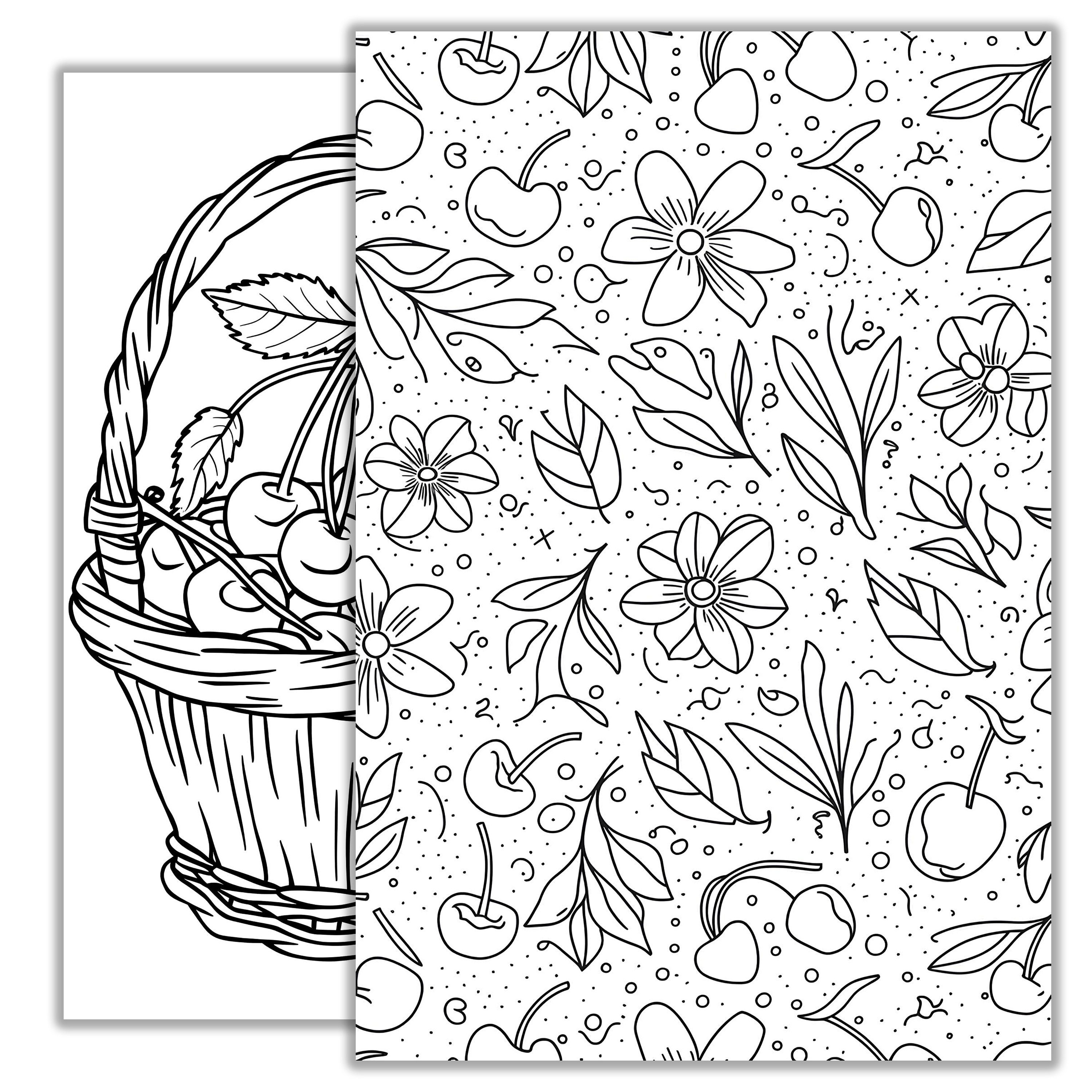 Cherry Coloring Pages – Printable Fruit Coloring Sheets, Kids & Adults ...