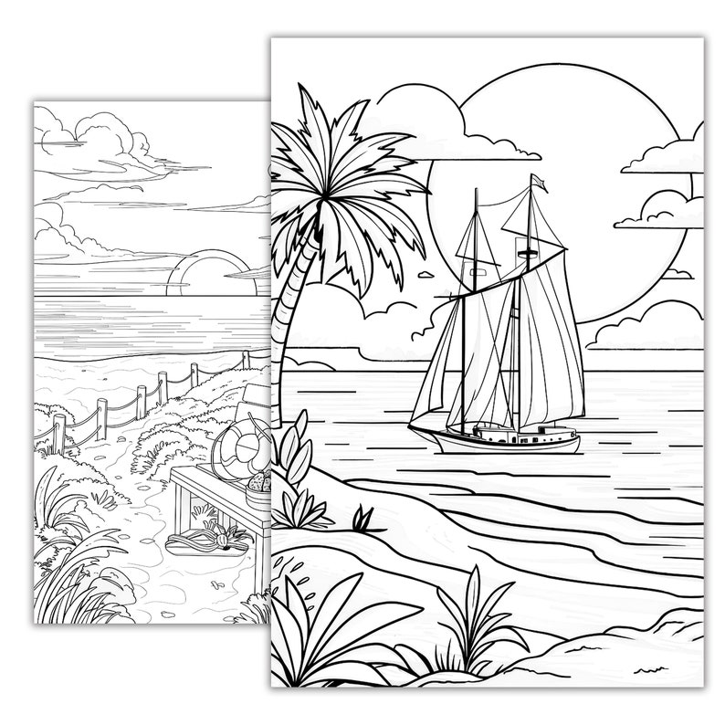 Printable Beach Coloring Pages Fun & Relaxing Coastal Designs for All ...