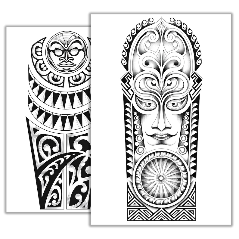 Polynesian Tattoo Sketch - Tribal Line Art Design - Island Warrior ...