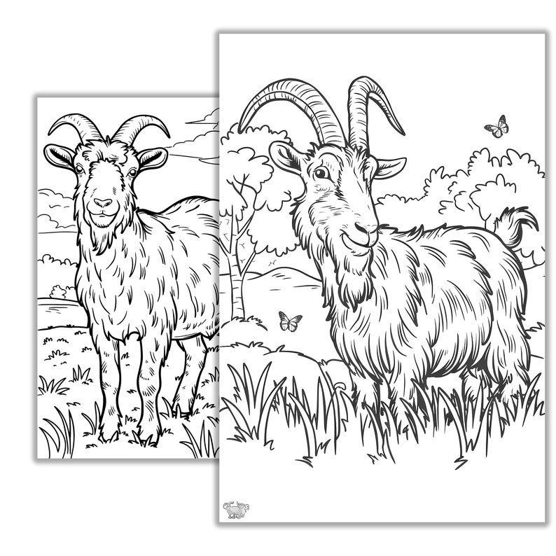 Goat Coloring Page Printable Farm Animal Art - Etsy