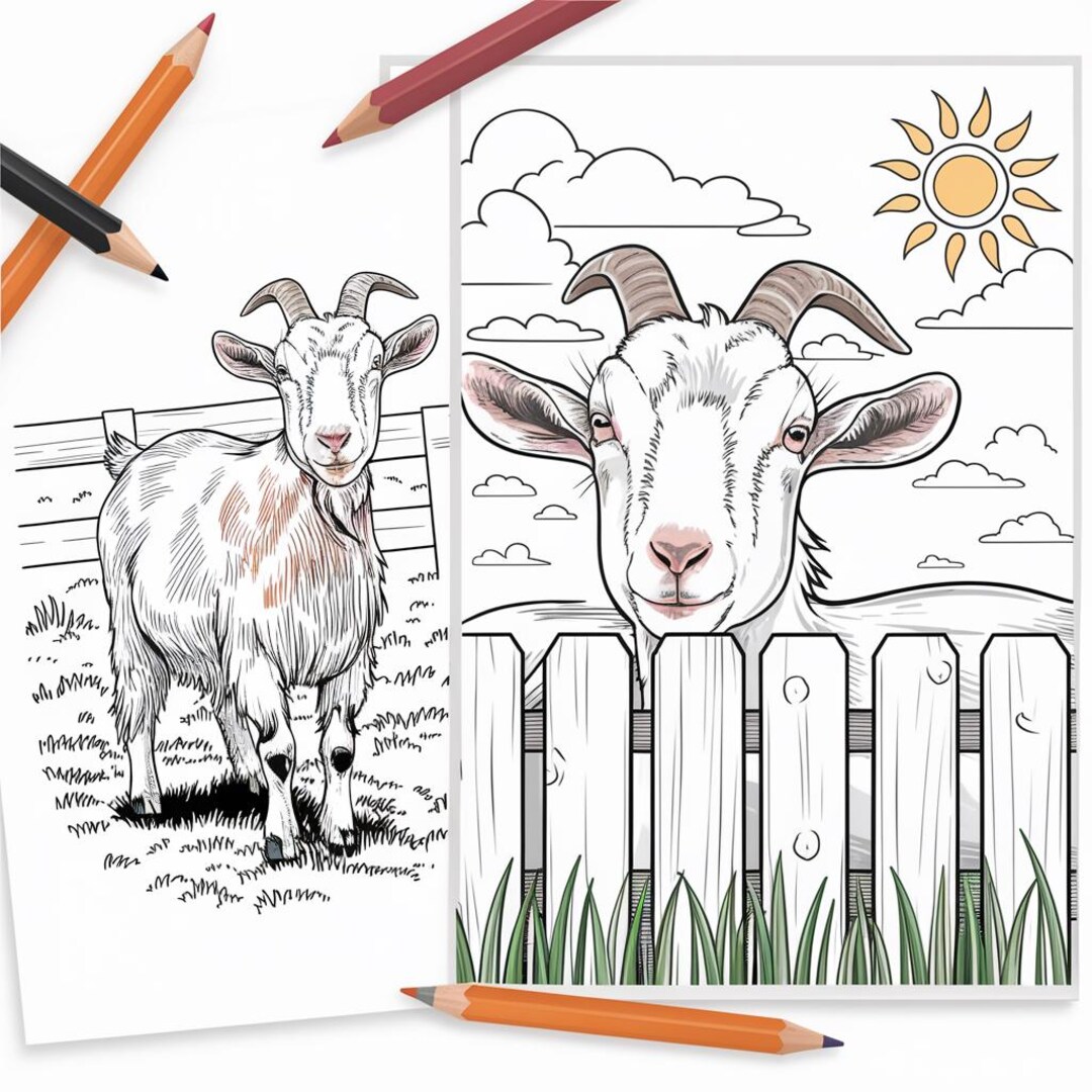 Goat Coloring Page - Printable Farm Animal Fun for Kids & Adults ...