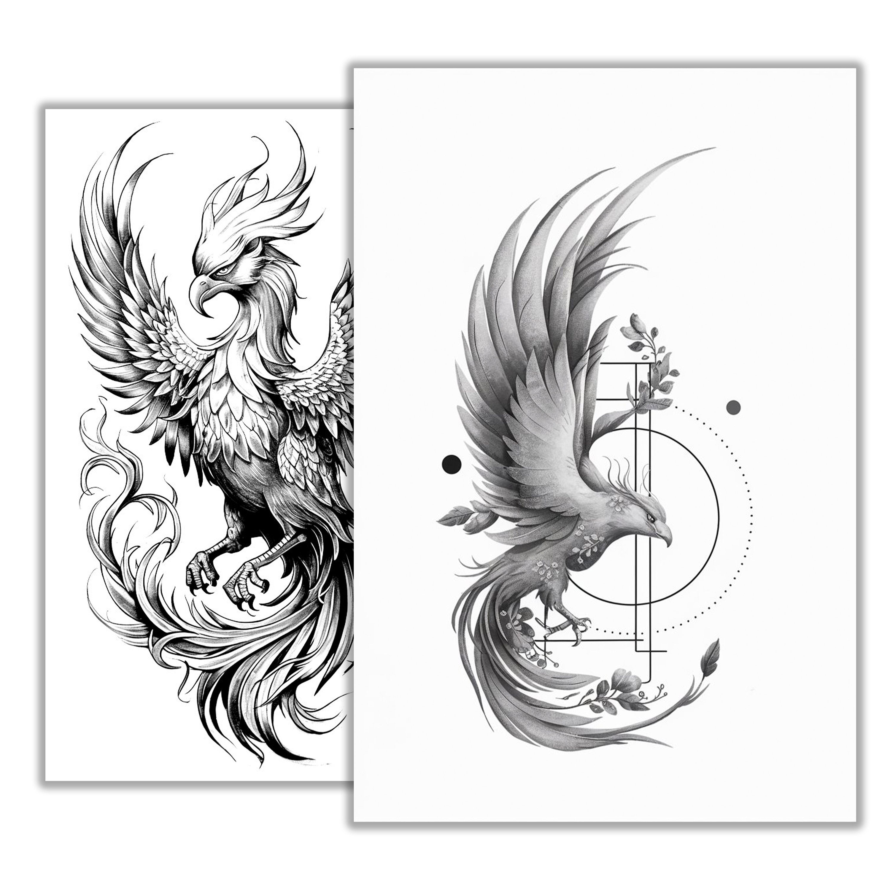 Phoenix Tattoo Sketch | Symbol of Rebirth and Strength | Detailed ...